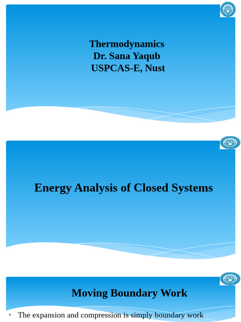 Lec 17, 18, 19 Moving Boundary Work | PDF | Heat | Enthalpy