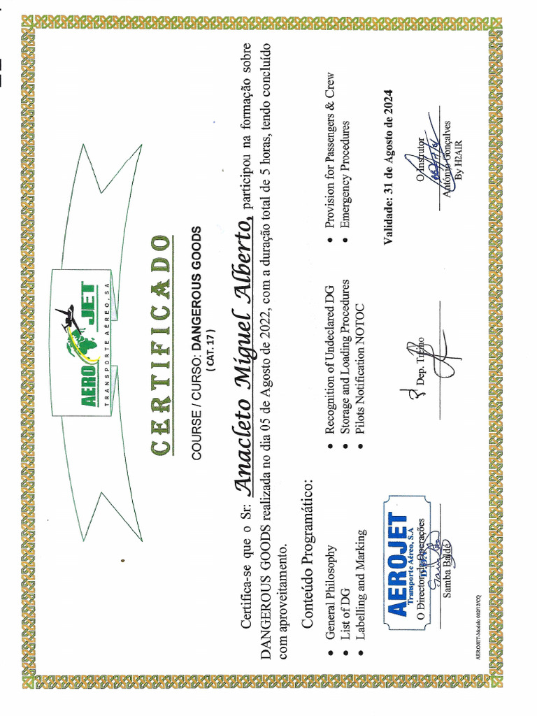 DG Certificate | PDF