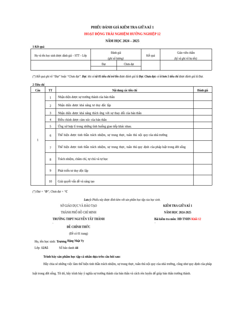 12.gk1-Đề-Tiêu Chí-2024 | PDF