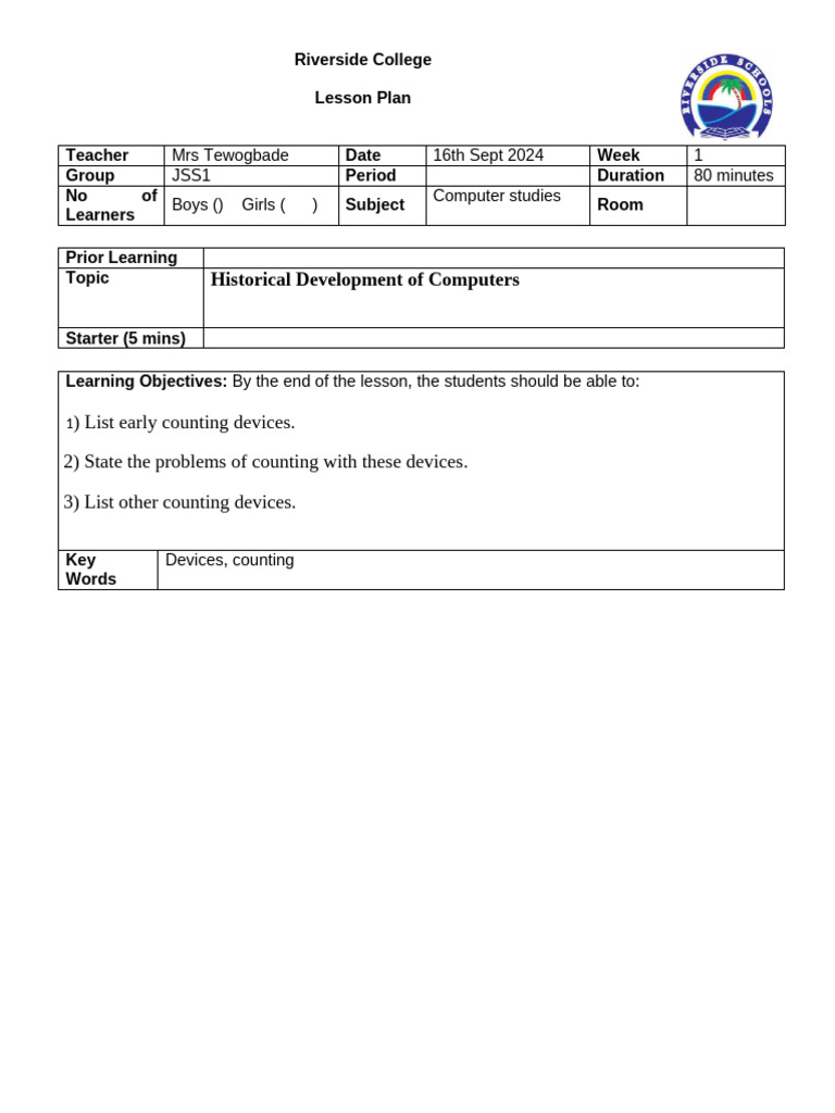Lesson Plan On Secondary Computer Science | PDF | Central Processing ...