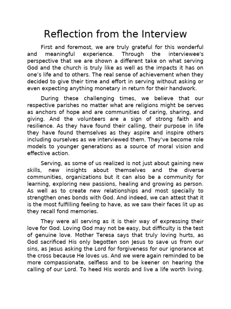 Reflection of The Interview | PDF