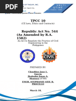 REPUBLIC ACT NO. 544 (To Be Printed) | PDF | Engineer | Civil Engineering
