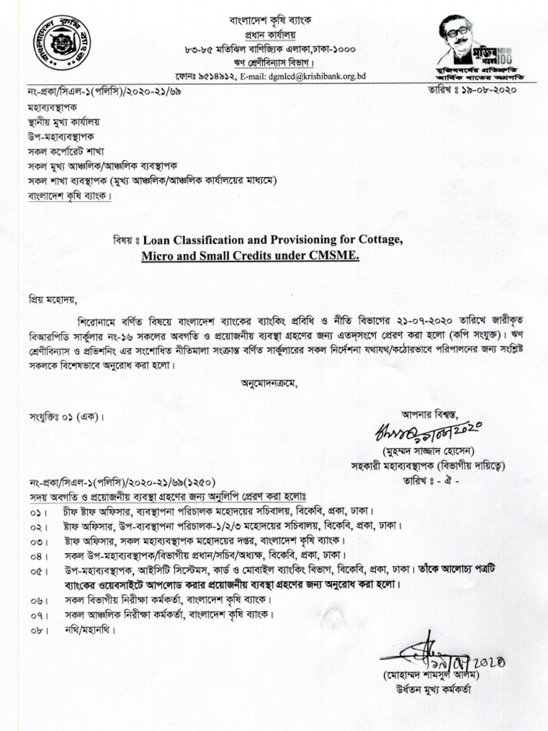 BRPD Circular 16: CMSME Loan Guidelines | PDF | Loans | Credit