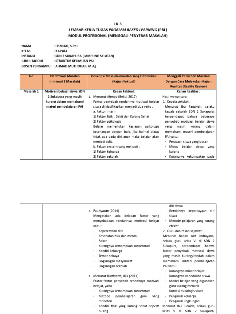 PBL LK 3 Modul Struktur Keilmuan Pai | PDF