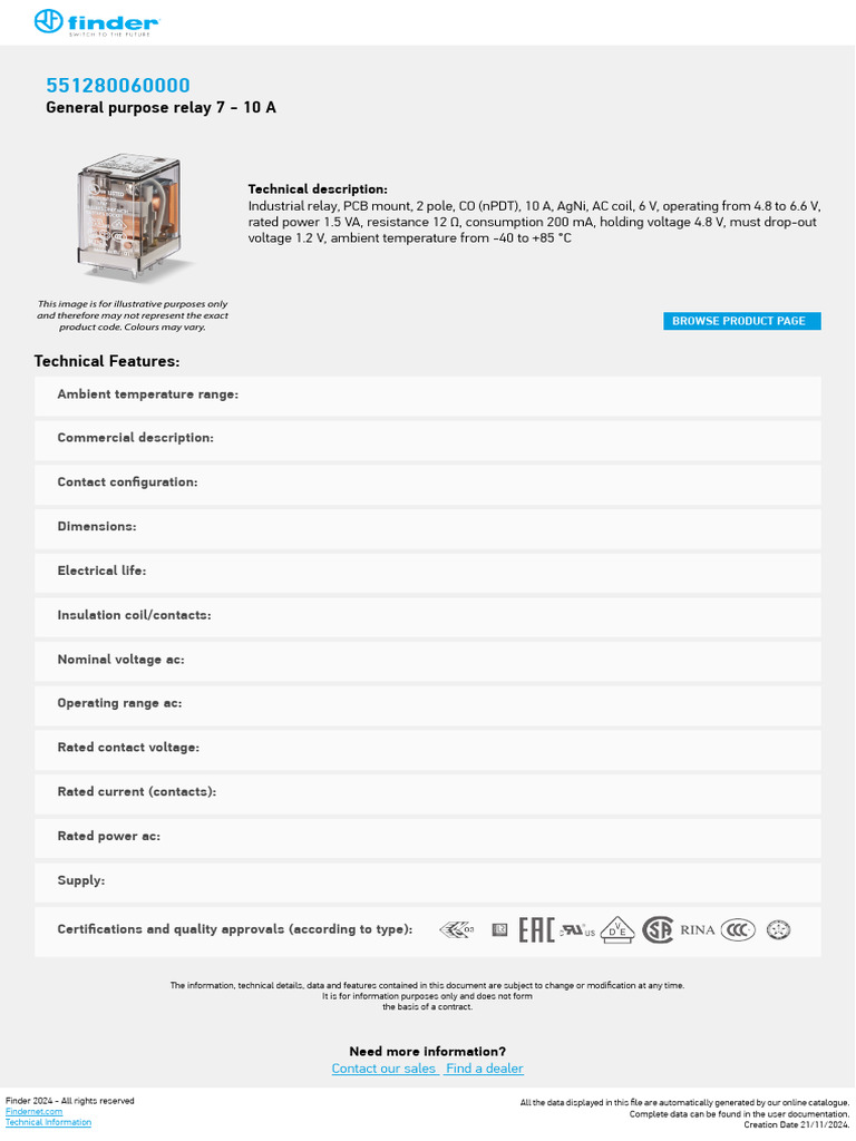 General Purpose Relay 7 - 10 A | PDF | Alternating Current | Relay