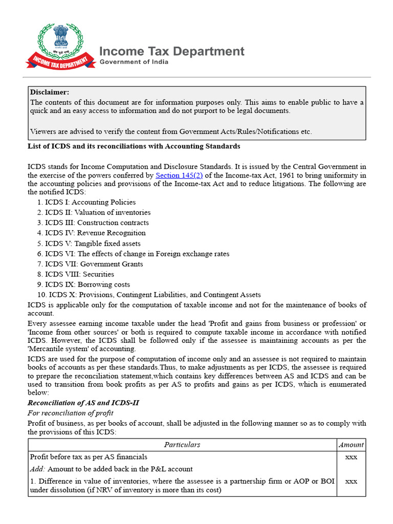 List of ICDS | PDF | Income Statement | Expense