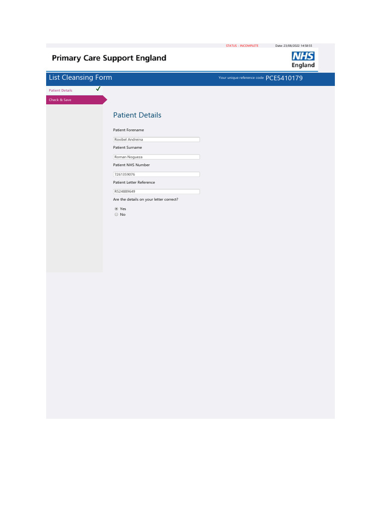 PCE5410179 List Cleansing Form | PDF