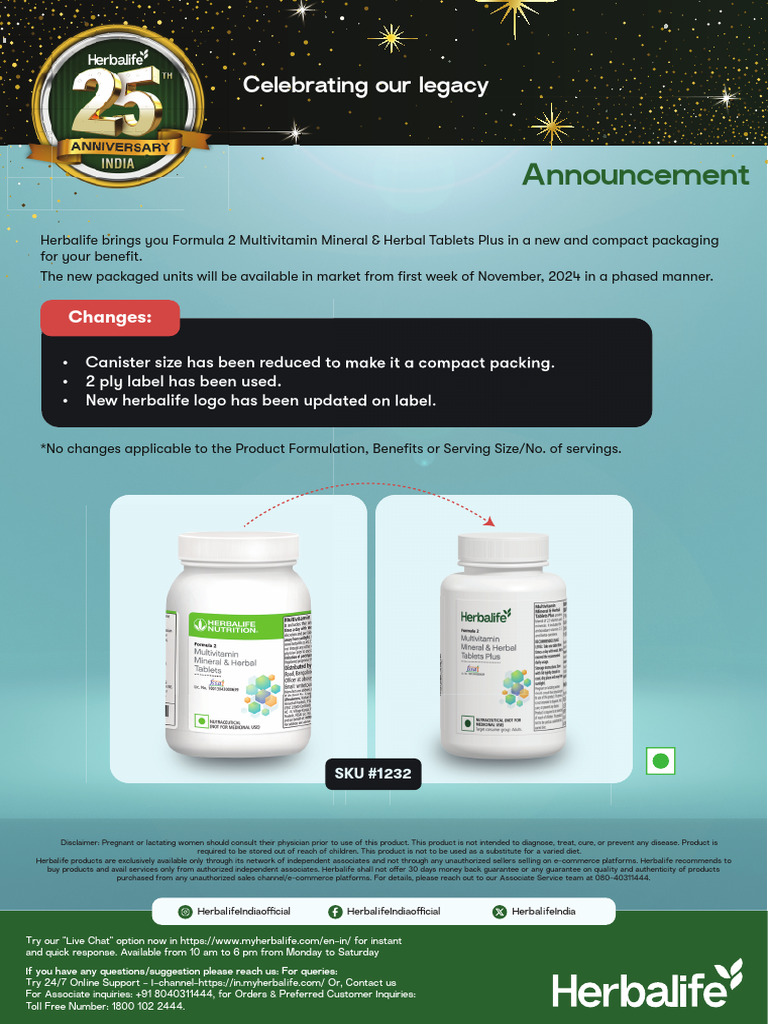Herbalife Formula 2 Multivitamin Update | PDF