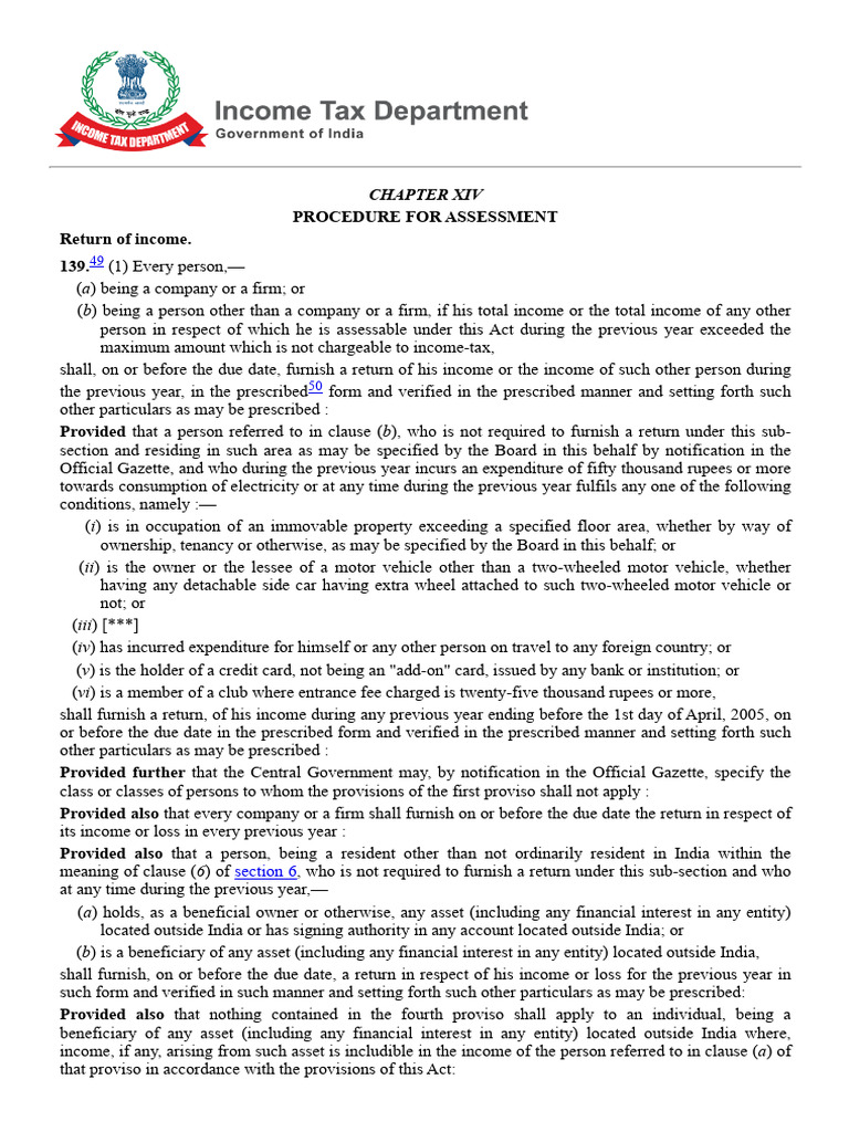 Section 139 - 1-IT Act | PDF | Taxes | Economies