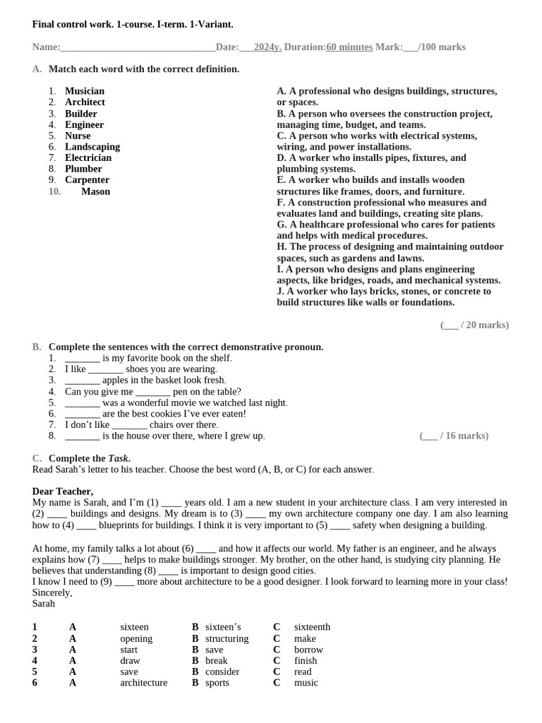 A2 B1 Progress Test 1 Pdf