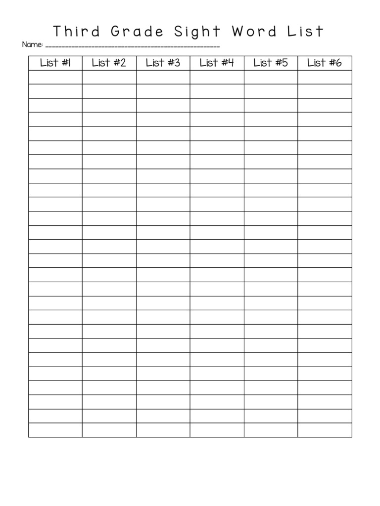 Third Grade Sight Word | PDF
