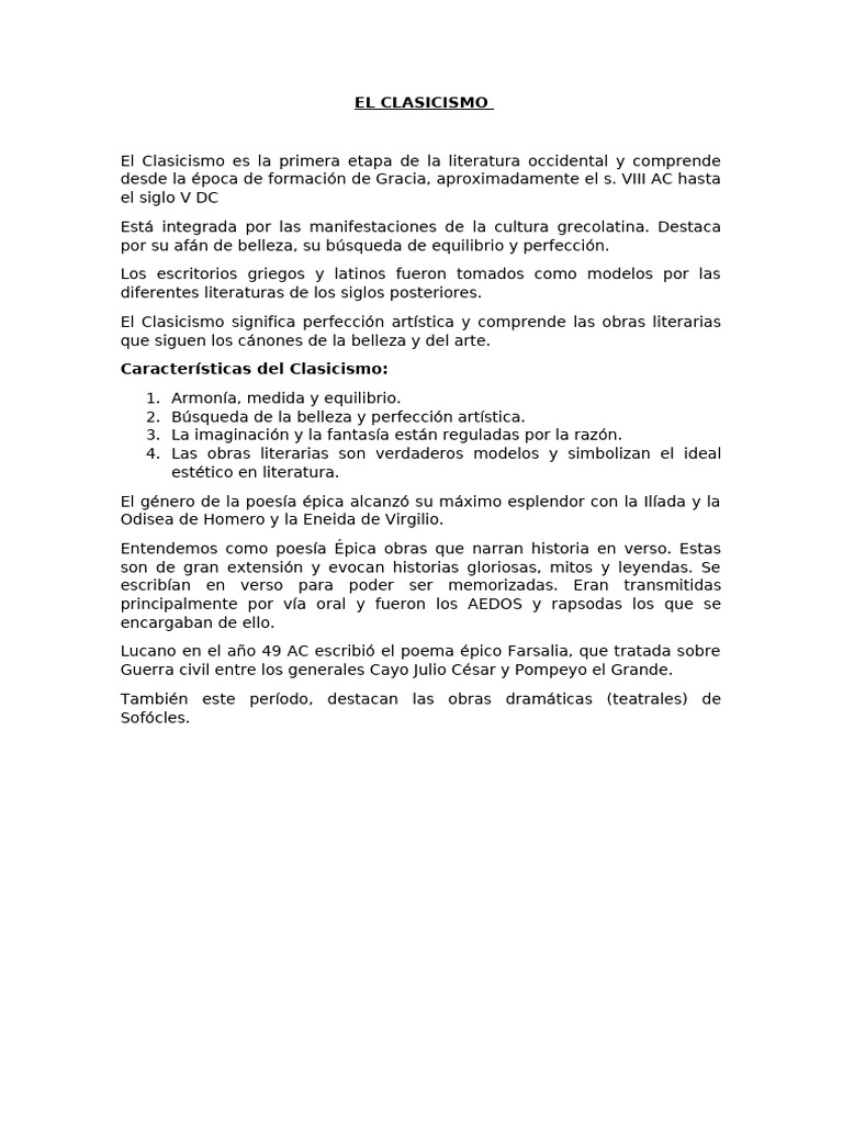 El Clasicismo | PDF