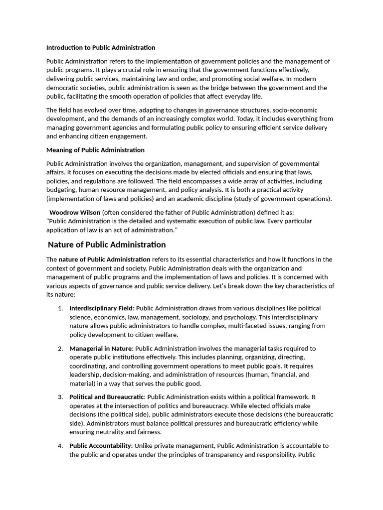 Introduction To Public Administration | PDF | Public Administration ...