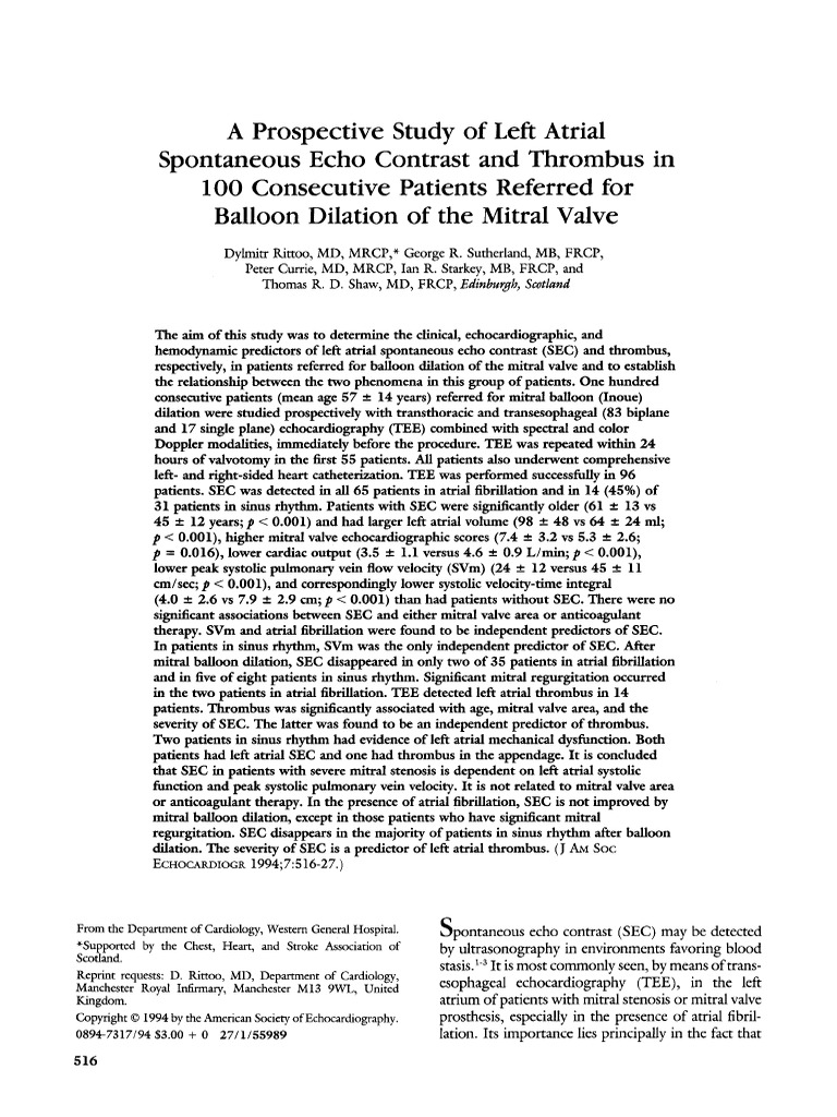 Rittoo 1994 | PDF | Atrium (Heart) | Diastole