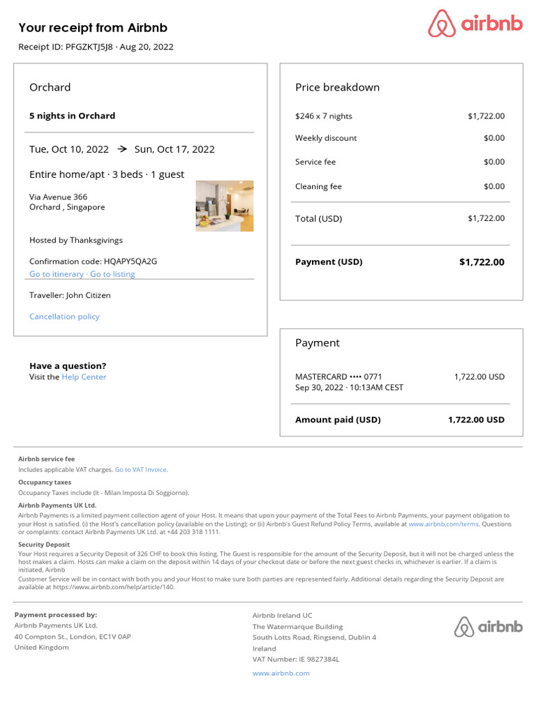Singapore Airbnb | PDF | Receipt | Value Added Tax
