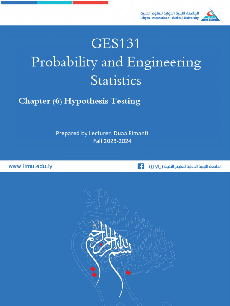 Ch6 Lect 1 Compressed | PDF | Statistics | Statistical Hypothesis Testing