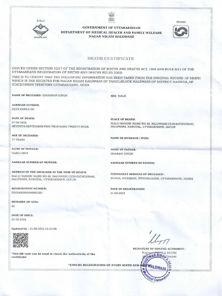 Death Certificate | PDF