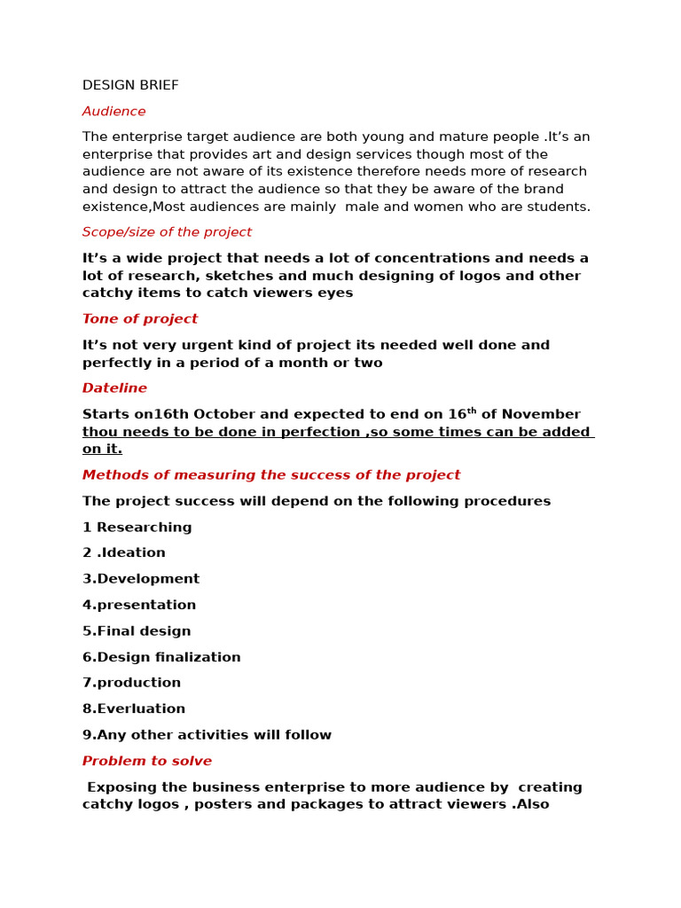 Design Brief | PDF
