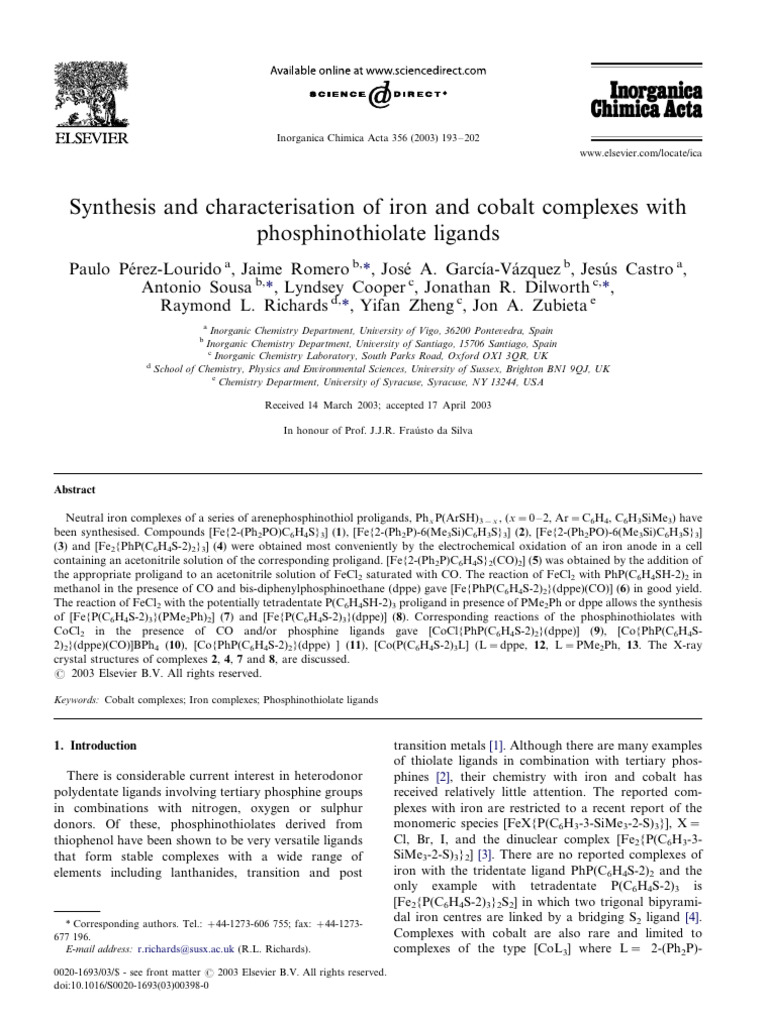 Iron and Cobalt Complexes Synthesis | PDF | Coordination Complex | Ligand