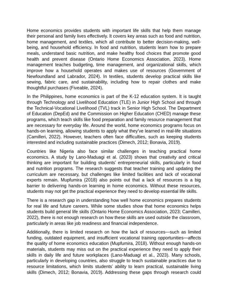 Introduction REVISED | PDF | Home Economics | Teacher Education