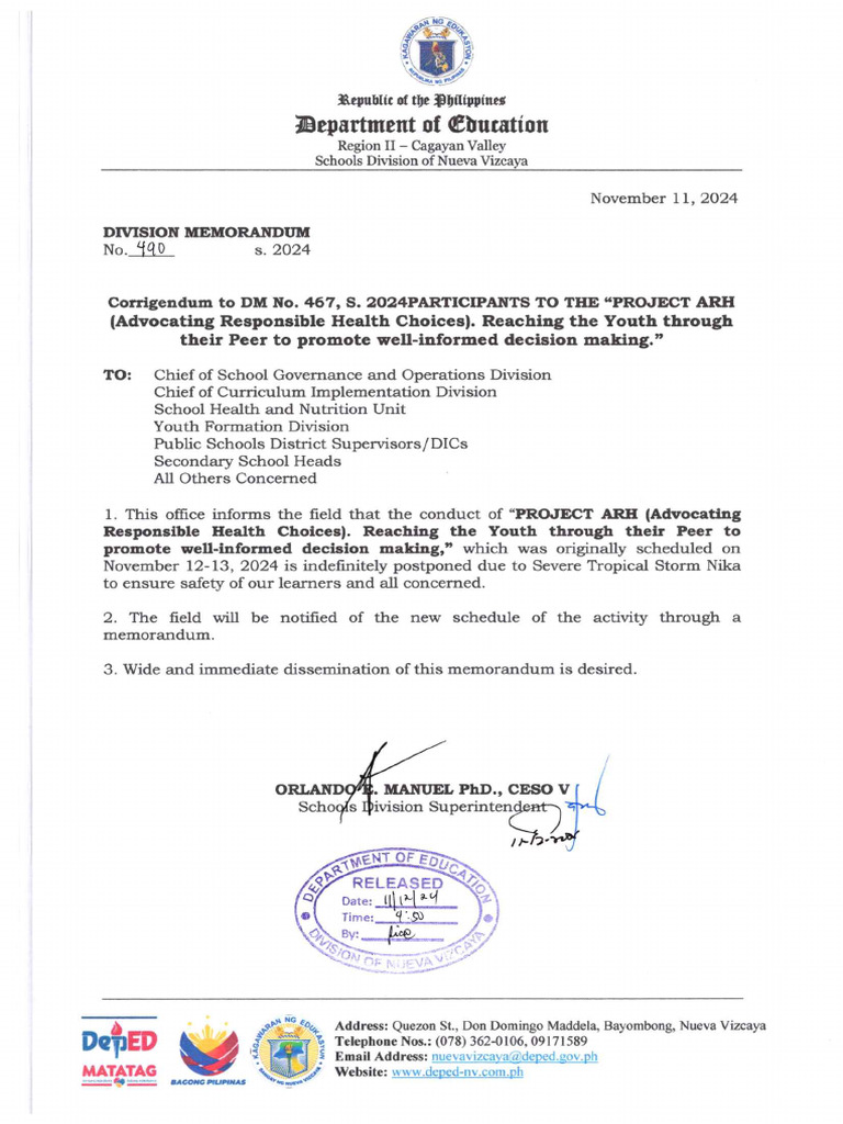 DM No. 490 S. 2024 CORRIGENDUM TO DM NO. 467 S. 2024 PARTICIPANTS TO ... DM No. 490 S. 2024 CORRIGENDUM TO DM NO. 467 S. 2024 PARTICIPANTS TO ...