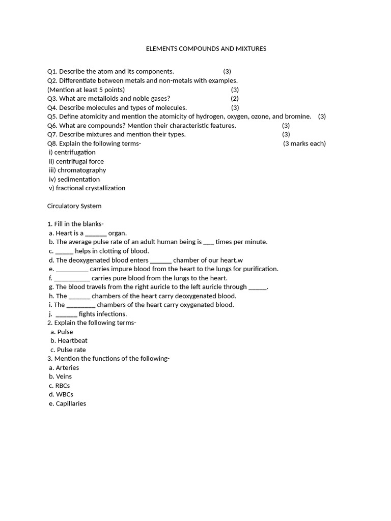 Elements Compounds and Mixtures | PDF