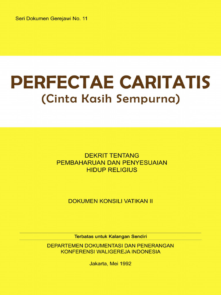 Seri Dokumen Gerejawi No 11 Perfectae Caritatis | PDF