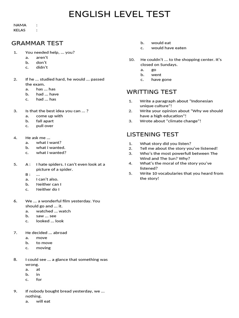 English Level Test Ma | PDF