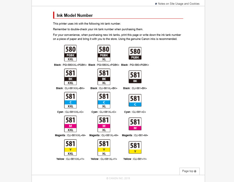 Canon Ink Model Numbers Guide | PDF