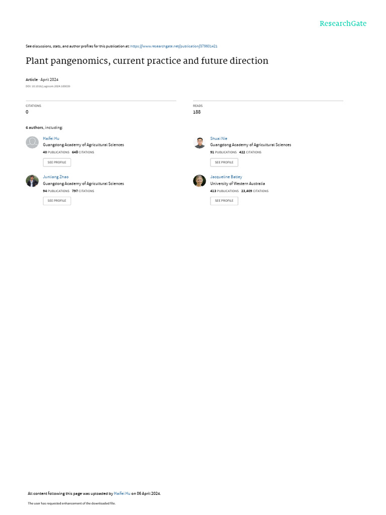 Hu Et Al. - 2024 - Plant Pangenomics, Current Practice and Future ...