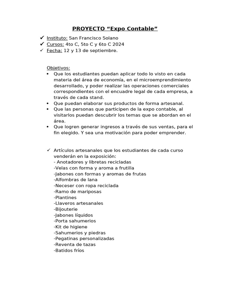 PROYECTO "Expo Contable" | PDF