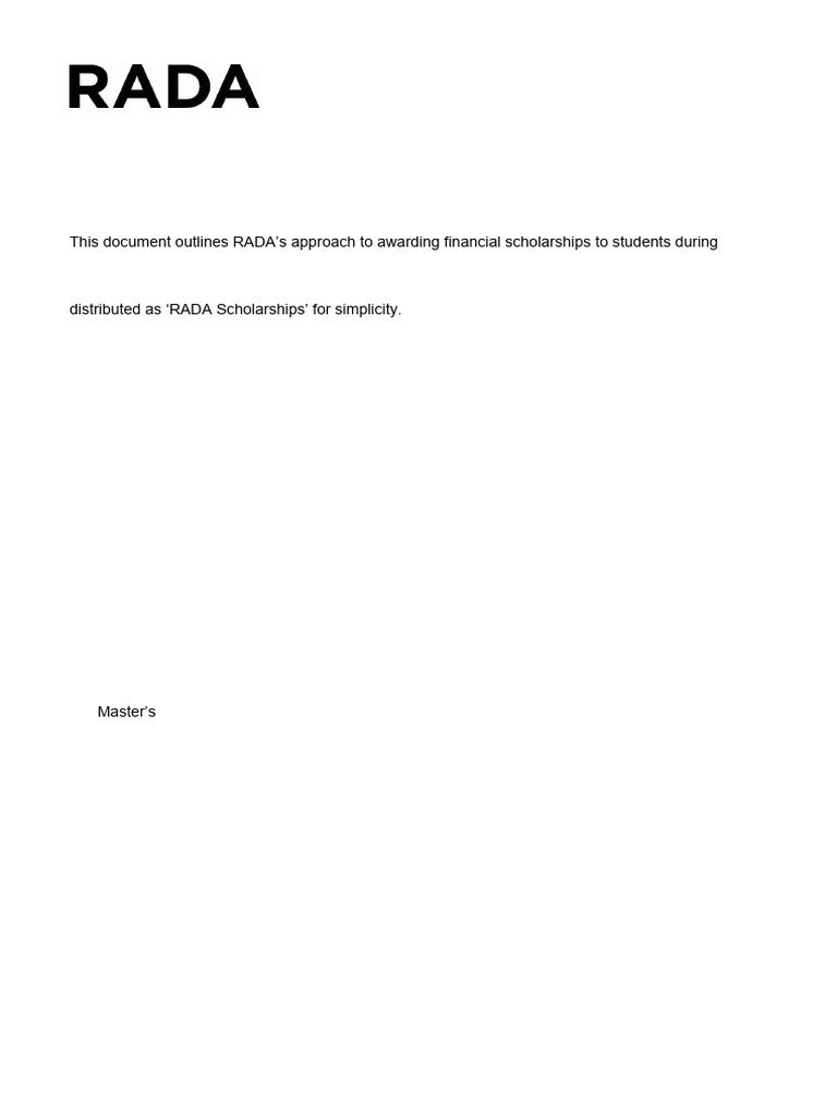 RADA Scholarships for Students 2021-22 | PDF | Cost Of Living ...