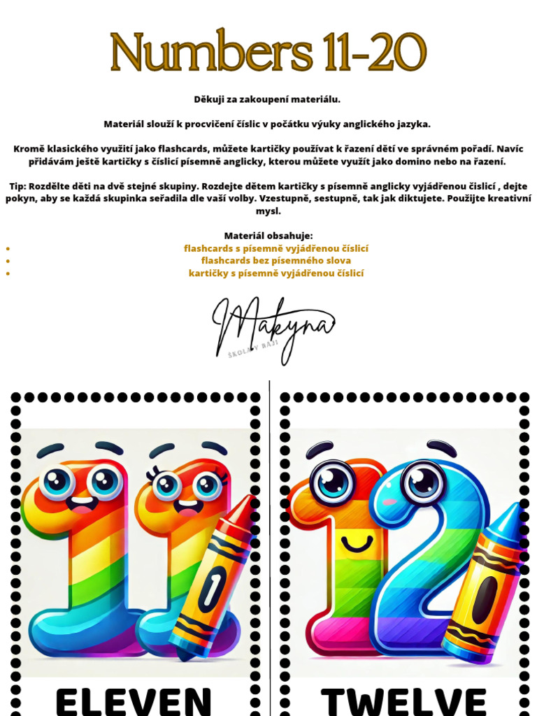 Flashcards Numbers 11-20 | PDF