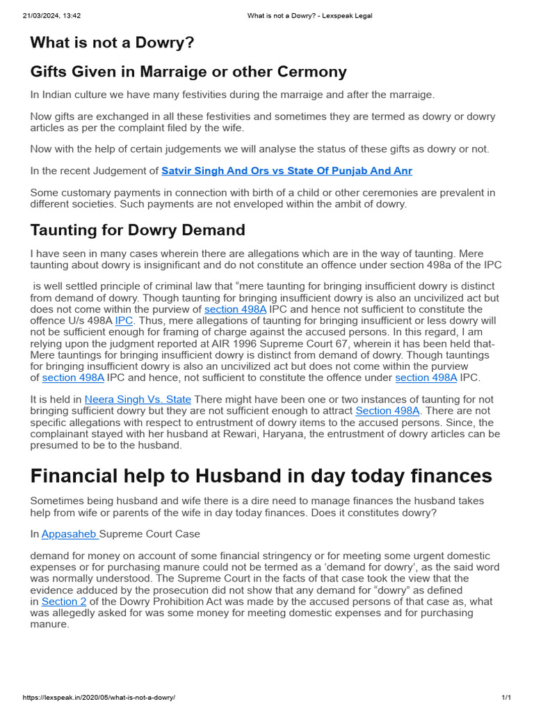 Understanding Dowry and Legal Misconceptions | PDF | Justice | Crime & Violence