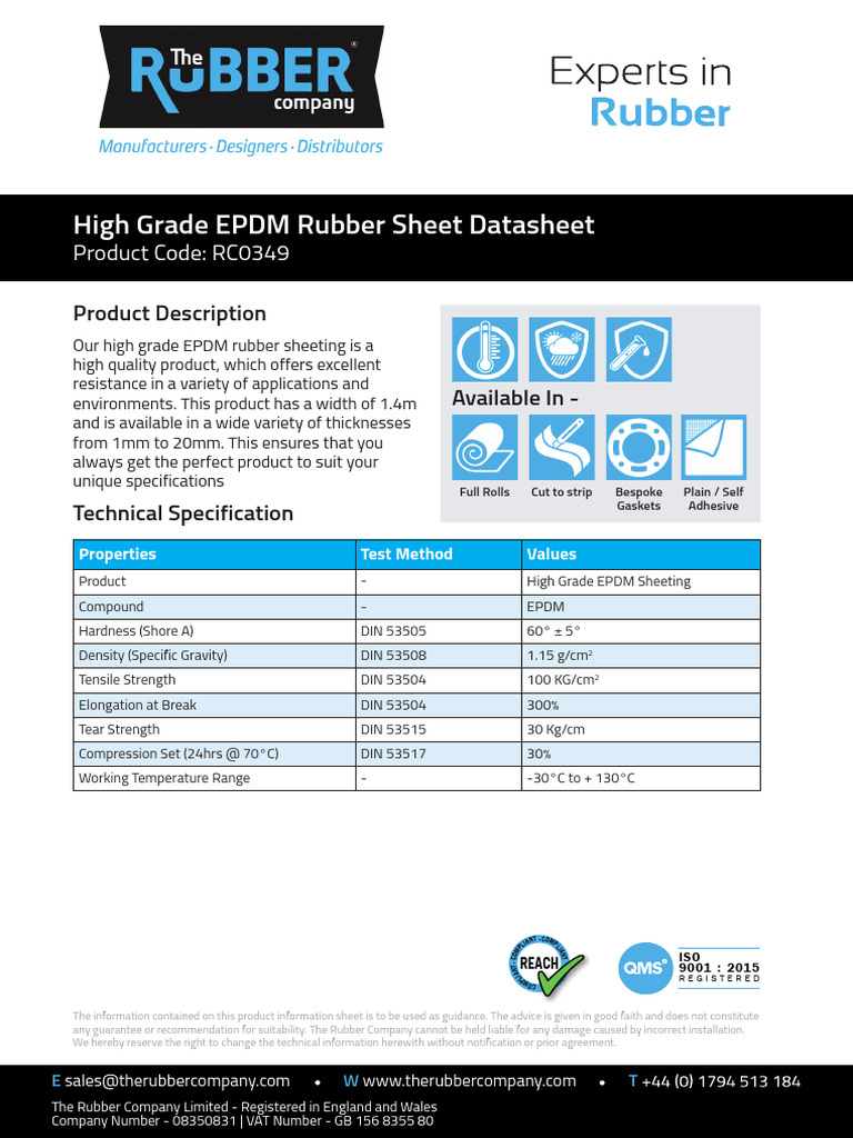 High Grade EPDM Rubber Sheet Info | PDF