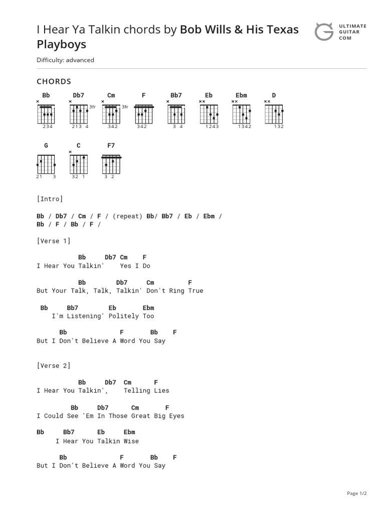 01 I Hear Ya Talkin Chords | PDF | Song Structure | Oral Literature