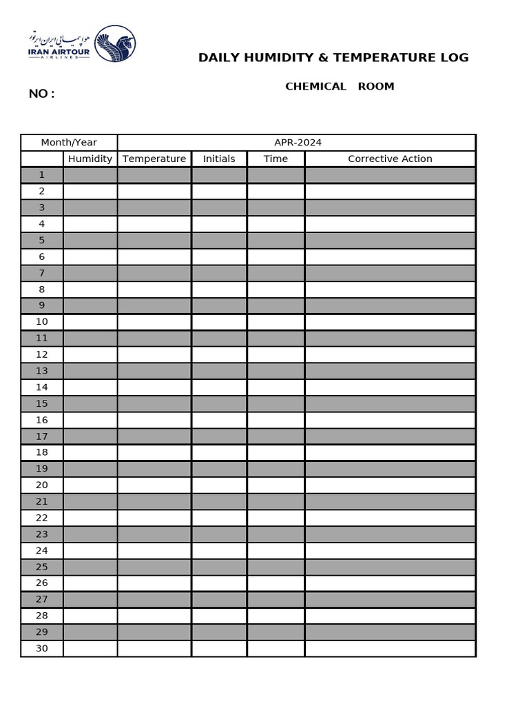 Daily Humidity & Temperature Log C | PDF