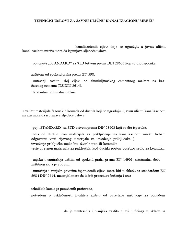 Tehnički Uslovi Za Kanalizaciju 2023-ViK | PDF