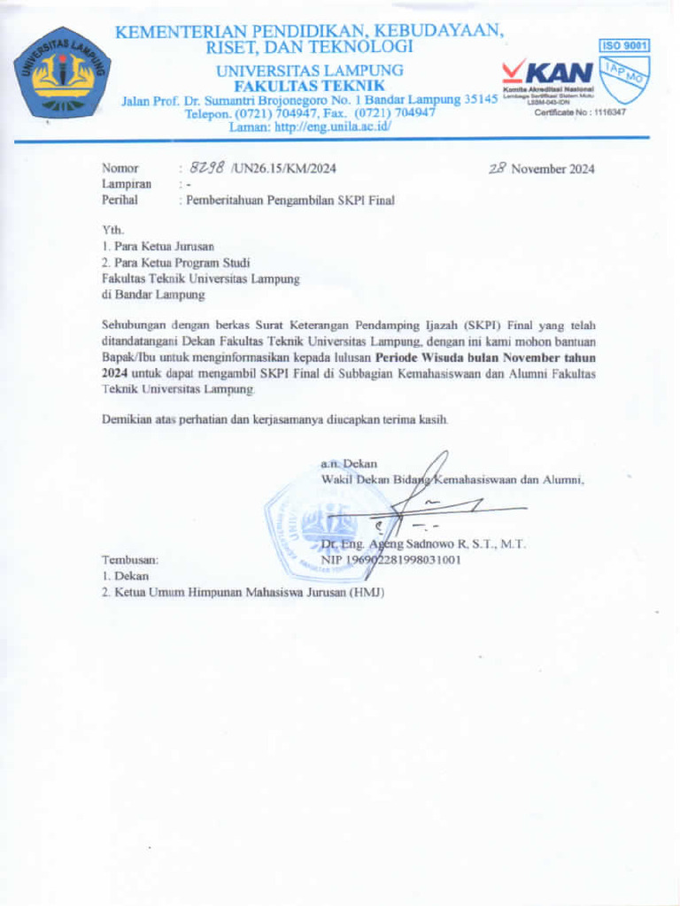 8298 - Pemberitahuan Pengambilan SKPI Final | PDF