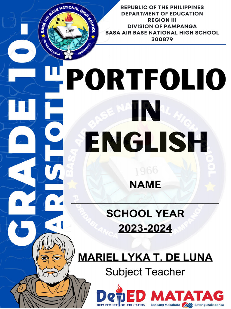Portfolio Cover Grade 10 English | PDF