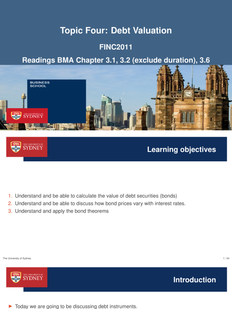Lecture 4 Debt Valuation 2 | PDF | Bonds (Finance) | Bond Credit Rating