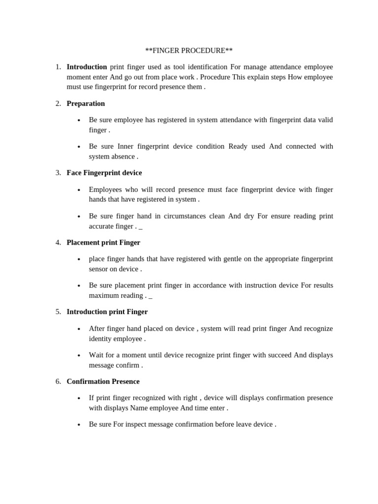 Finger Procedure | PDF