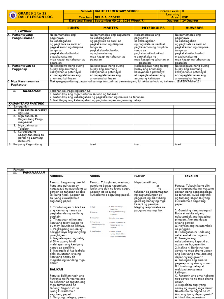 DLL Esp-2 Q1 W7 | PDF