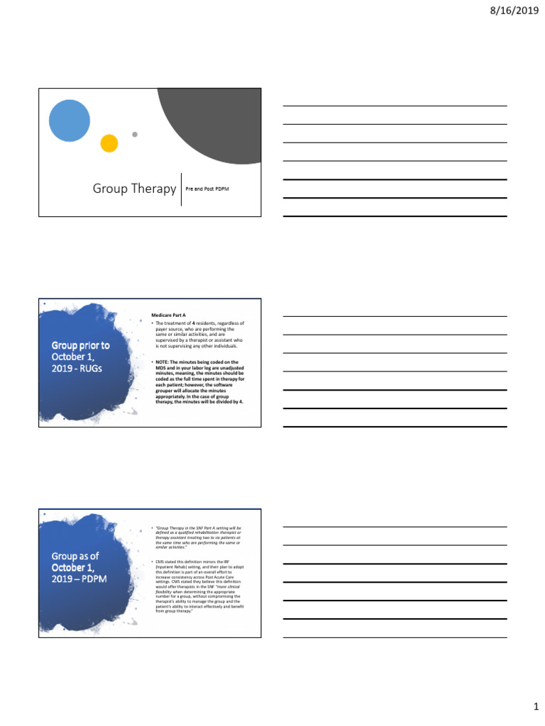 Group Therapy in SNF Settings | PDF | Physical Therapy | Learning