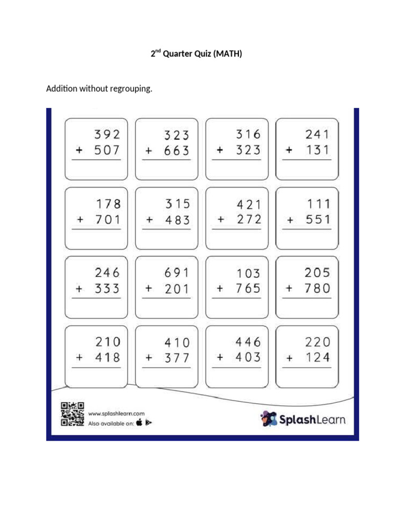 2nd Quarter Quiz MATH 1 | PDF