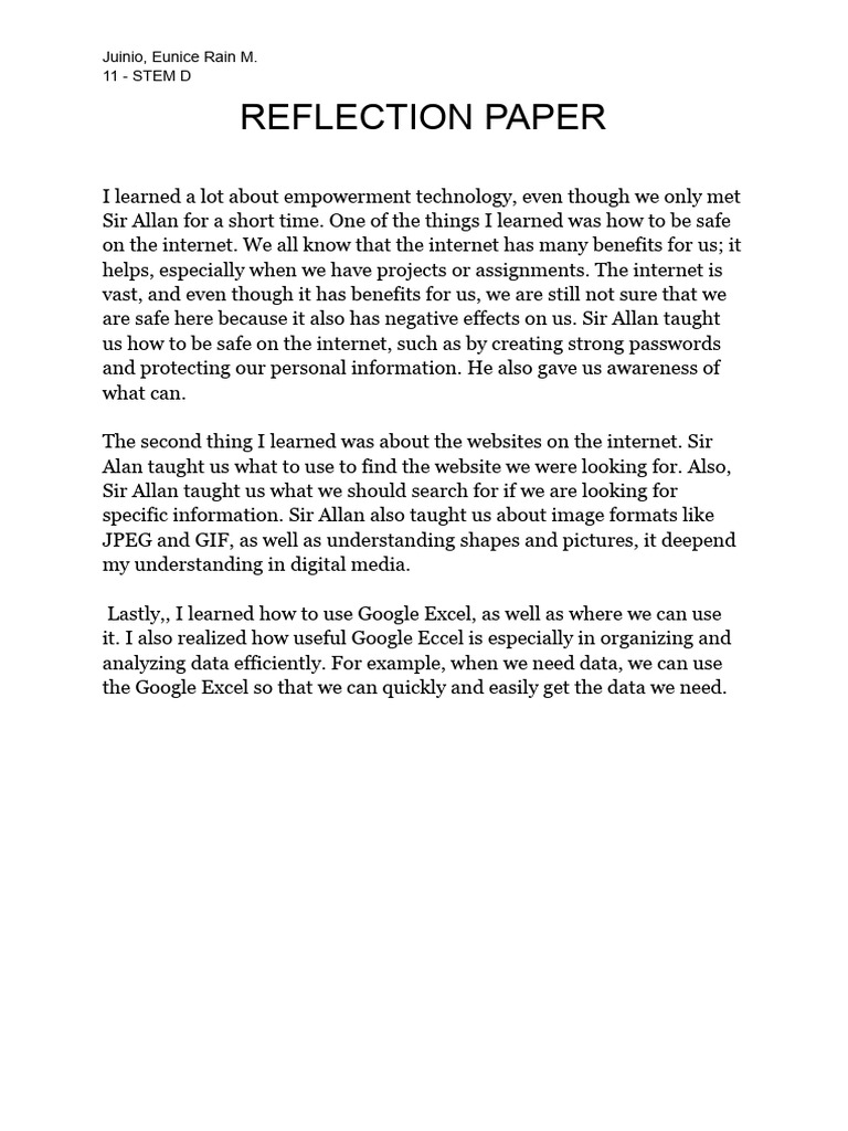 Reflection Paper | PDF