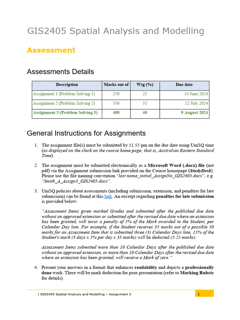 GIS2405 Assignment3 2024 | PDF | Geographic Information System | Spatial Analysis