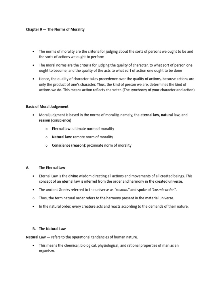 Chapter 9 Norms of Morality | PDF | Natural Law | Conscience
