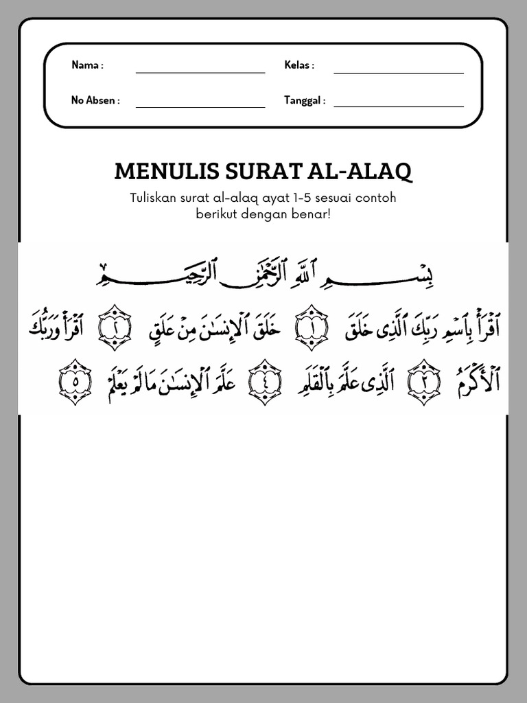 Menulis Surat AL-Alaq | PDF