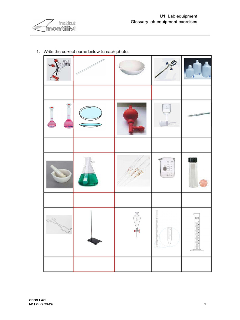 Glossary Lab Equipment Exercises | PDF